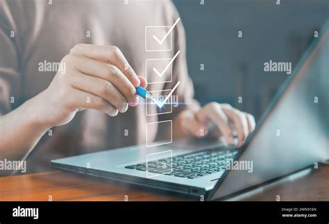 Evaluate Performance Checklist Questionnaire Businessman Using Laptop