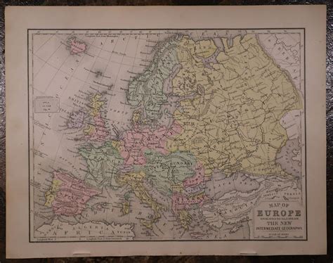 Old Antique 1890 Mitchells Atlas Map ~ Europe ~ Free Sandh 4777429809
