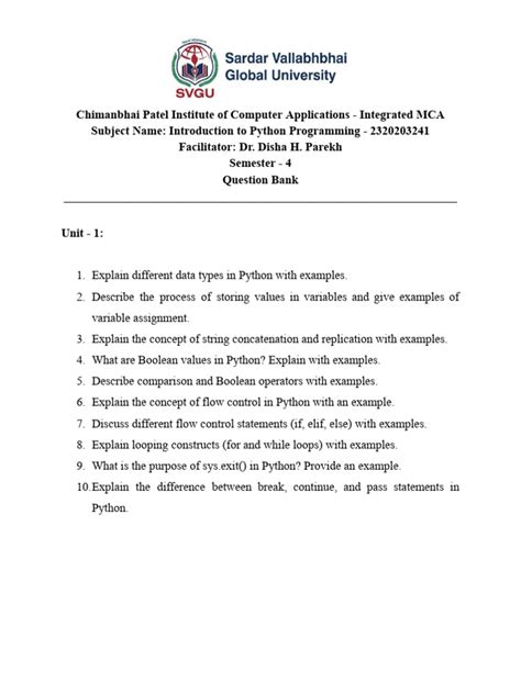 2320203241 Introduction To Python Programmingquestion Bank Pdf