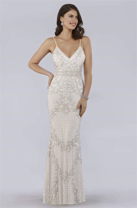 Lara Dresses 51019 Shimmering Lattice Rendered Sheath Gown Couture