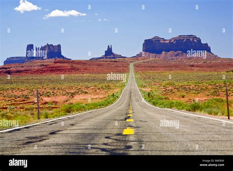 Classic View Of The Road To Monument Valley Arizona Usa Distance Scale