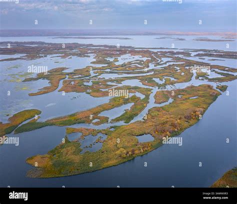 Aerial View Of Wetland Delta On Volga River Ternovskoe Saratov