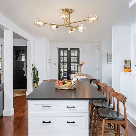 6 Lights Antique Brass Ceiling Light Mid Century Sputnik Flush Mount Ceiling Light Gold Modern