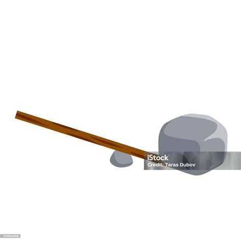 Levier De Bâton Avec Pierre Soulever De Lourds Pavés Déplacement Du