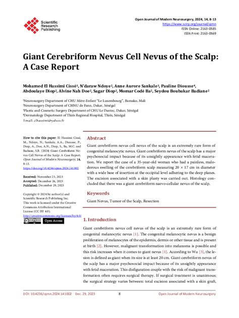 Fillable Online Giant Cerebriform Nevus Cell Nevus Of The Scalp Giant