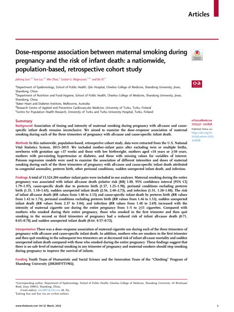 Pdf Doseresponse Association Between Maternal Smoking During