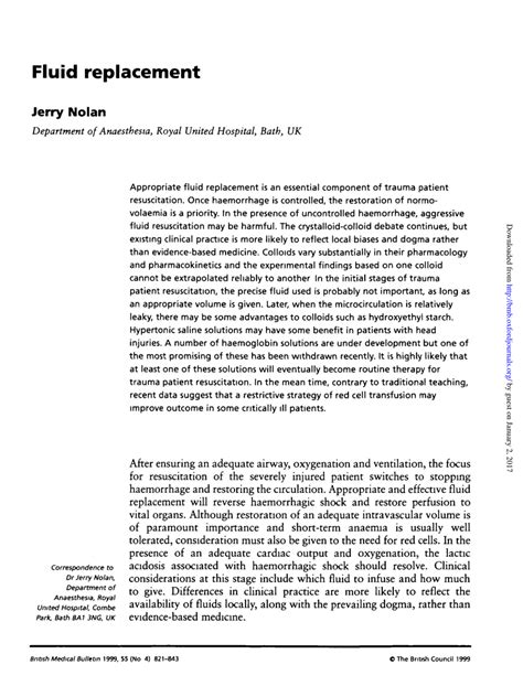 Pdf Fluid Replacement