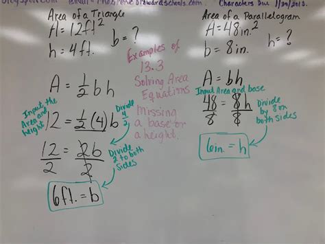 Mrs Negron 6th Grade Math Class Lesson 13 3 Solving Area Equations