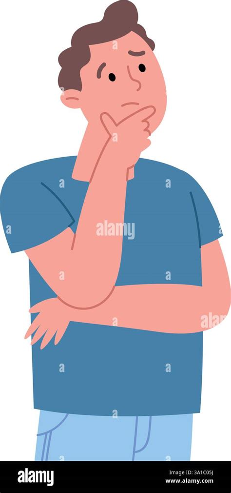 Person Thinking Deep Thoughtful Expression Pose Stock Vector Image