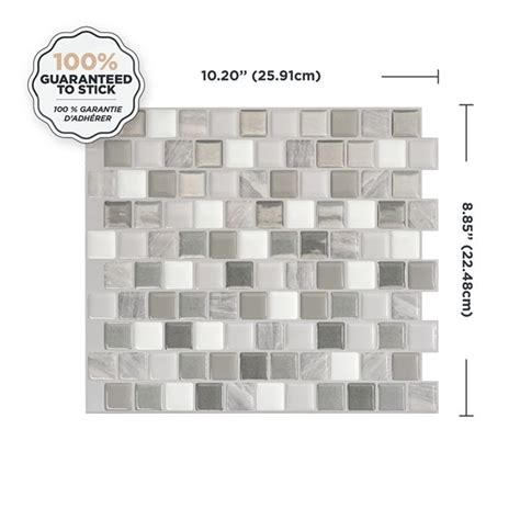 Smart Tiles Brixia Casoria 10 2po X 8 85po Pqt 4 Tuiles Autocollantes 3d Sm1121g 04 Qg Rona