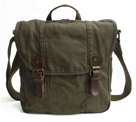 Free Shipping Washed Canvas Genuine Leather Sling Bag Mens