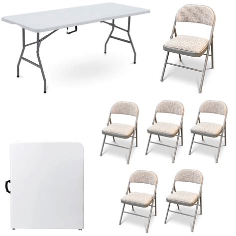 6 Feet Folding Table With 6 Fold Away Chairs Folding Tables Uk