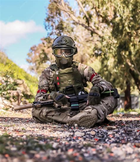 Premium Photo Soldier Training For War Combat And Command Airsoft