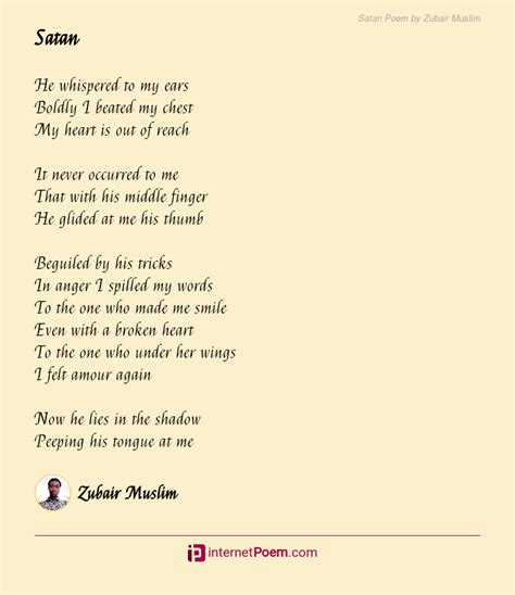 Satan Poem By Zubair Muslim