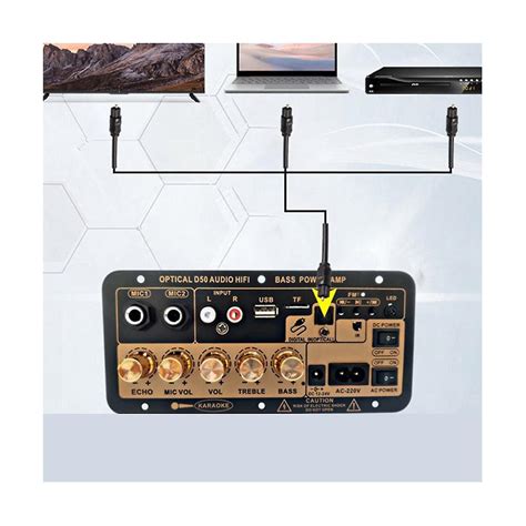 D50 Amplifier Board With Optical Audio Bluetooth Amp Usb Fm Radio Tf