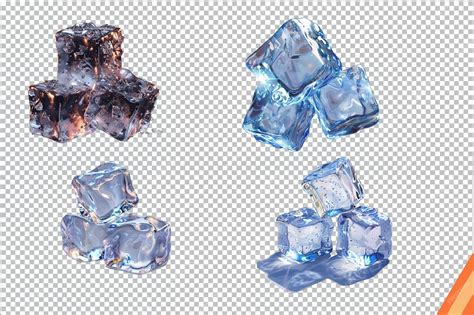 Premium Psd A Set Of Ice Cubes With The Bottom Half Of The Cubes