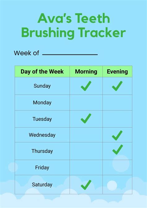 Brushed Teeth Chart In Illustrator Pdf Download