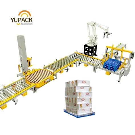 Robotic Palletizing And Stretch Film Wrapping System Pallet Packing