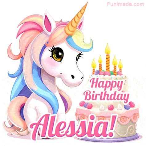 Birthday Ecard For Alessia With A Unicorn Download On