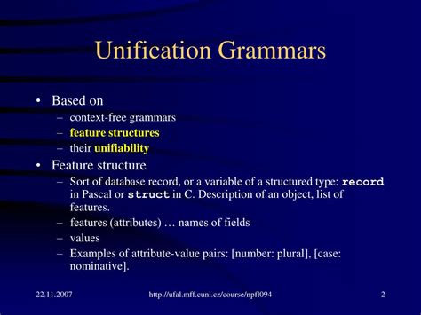 Ppt Morphological Analysis Unification Grammars Powerpoint