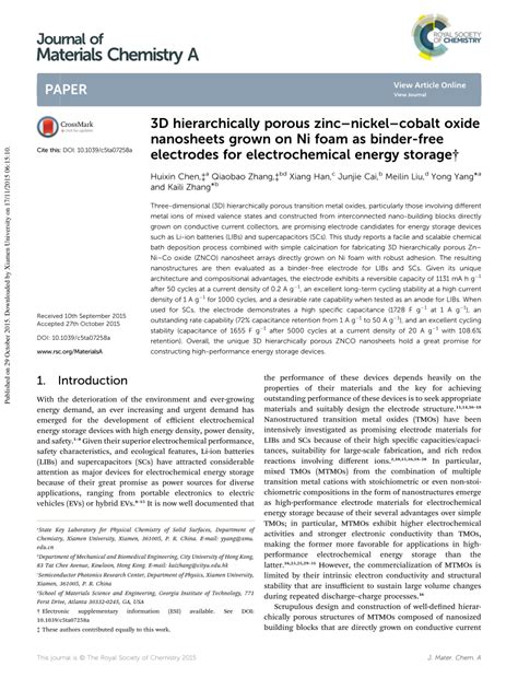 Pdf 3d Hierarchical Porous Zinc Nickel Cobalt Oxides Nanosheets Grown