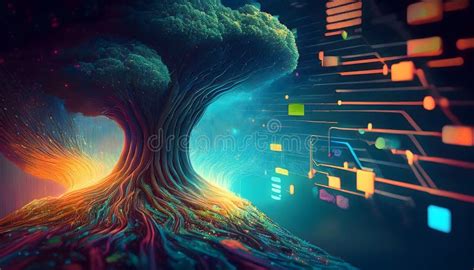 Technology Network Digital Data Flow Artificial Intelligence Data Analytics Processing Abstract