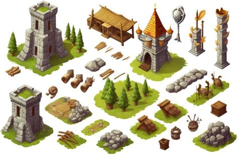 Premium Photo Cartoon Illustration Isometric Game Assets For Map