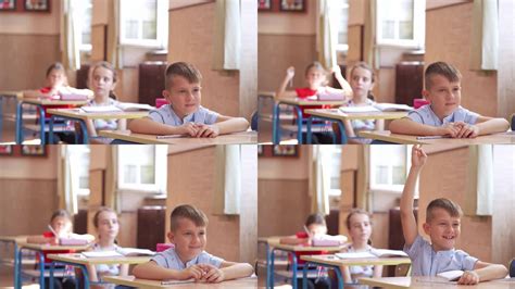 快乐的小学生在课堂上举手回答问题视频素材下载编号9294463光厂vj师网