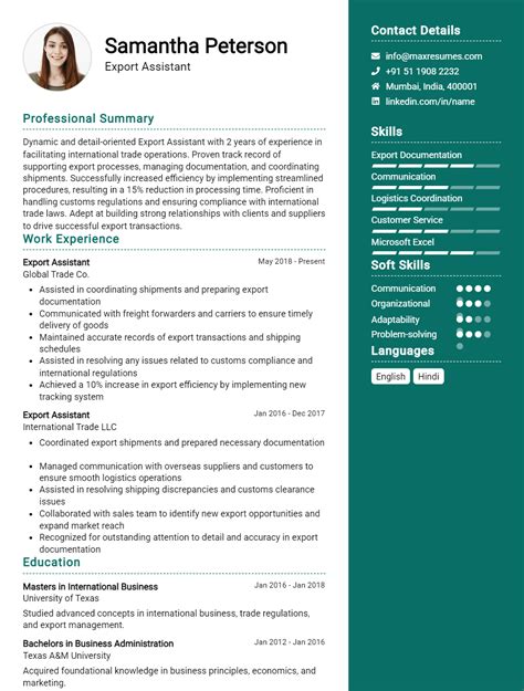 7 Best Export Assistant Resume Examples For 2025