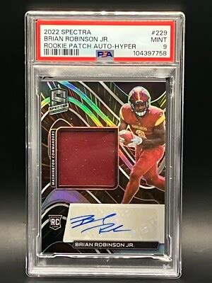 2022 Panini Spectra Brian Robinson Jr Rookie Patch Auto Hyper 75 Psa 9