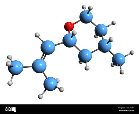 3d Image Of Rose Oxide Skeletal Formula Molecular Chemical Structure Of Fragrance Chemical