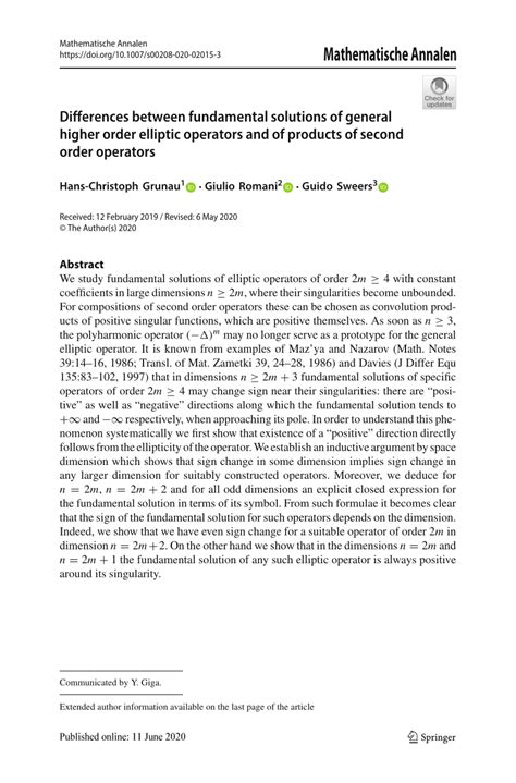 Pdf Differences Between Fundamental Solutions Of General Higher Order Elliptic Operators And