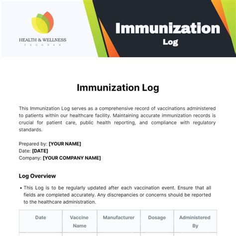 Free Immunization Log Template To Edit Online
