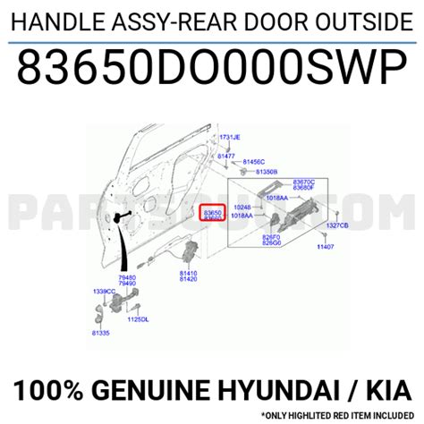Handle Assy Rear Door Outside 83650do000swp Hyundai Kia Parts