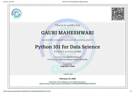 Python Datascience Ibm Cognitiveclass Learning Certification