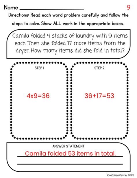 Basic Two Step Word Problems Addition Subtraction Multiplication