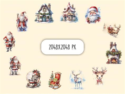 Watercolor Christmas Clipart Bundle Commercially Free Printable