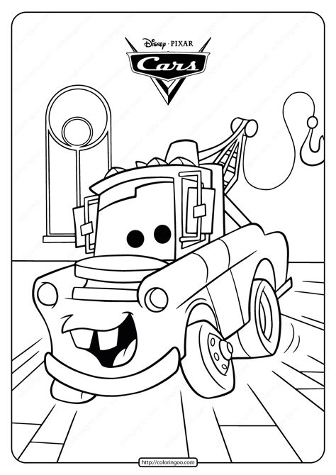Cars Pixar Coloring Pages Tow Mater Free Printable