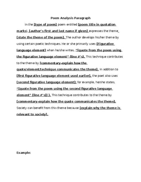 Poem Analysis Paragraph By English Lessons Tpt