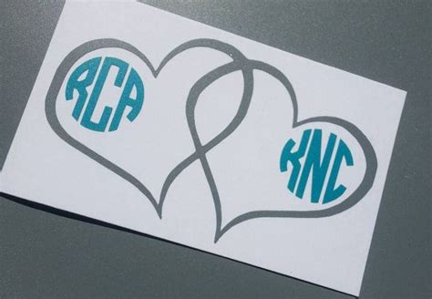 Hearts Monogram Couple Monogram Love Monogram Cute Monogram Marriage Decal Monogram Decal