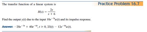 The Transfer Function Of A Linear System Is Chegg