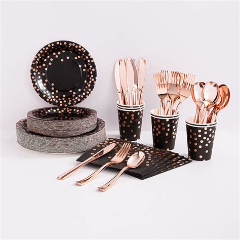 Gold Dotted Party Supplies Disposable Tableware Biodegradable