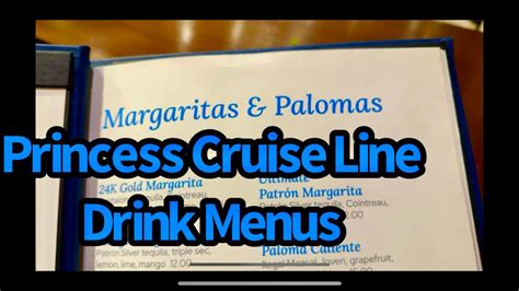 Princess Cruise Line Drink Menus The Bar Menu Of 5 Restaurants And