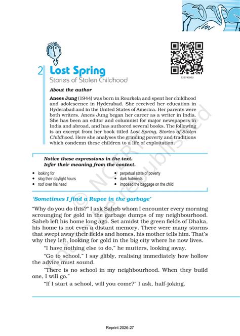 Lost Spring Class 12 Question Answers Pdf Download