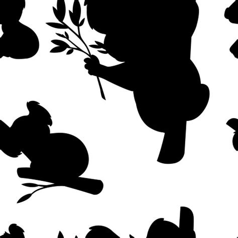 Black Silhouette Set Of Cute Grey Koala Bear Vector Image