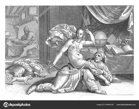 Phyllis Stripped Her Clothes Rides Aristotle Who Crawling All Fours Stock Illustration By
