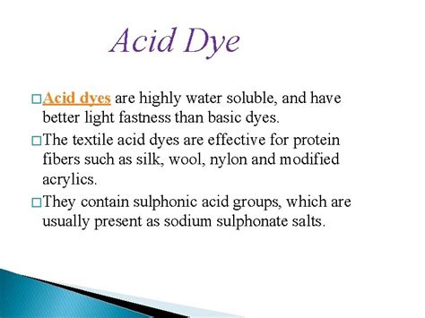 Classification Of Dyes Based On Application Class T