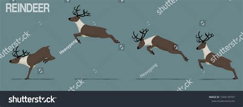 Set Isolated Jumping Reindeer Stock Vector Royalty Free 1544139797
