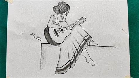 How To Draw A Girl 👰🏻playing Guitar 🎸 Easy Girl Drawing Step By Step