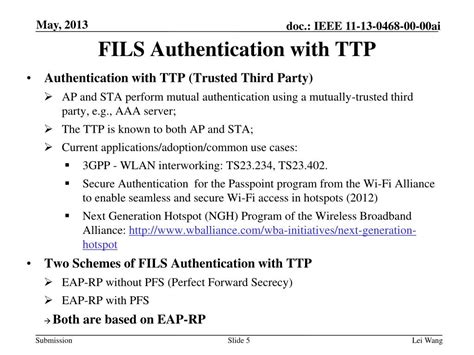 Ppt Comprehensive Discussions On Fils Authentication With Ttp